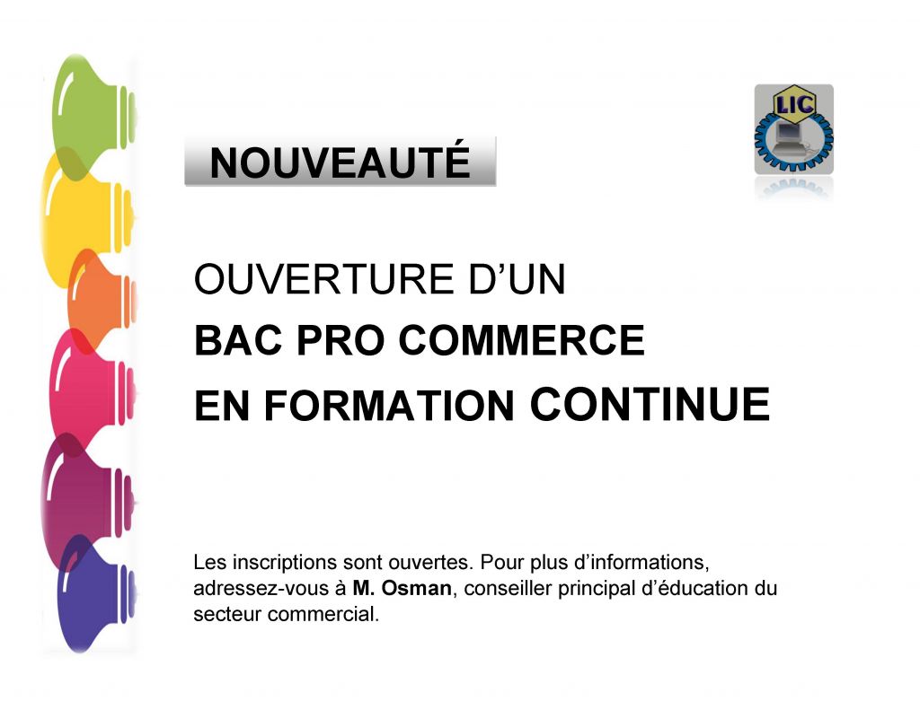 BAC PRO COMMERCE EN FORMATION CONTINUE à Djibouti