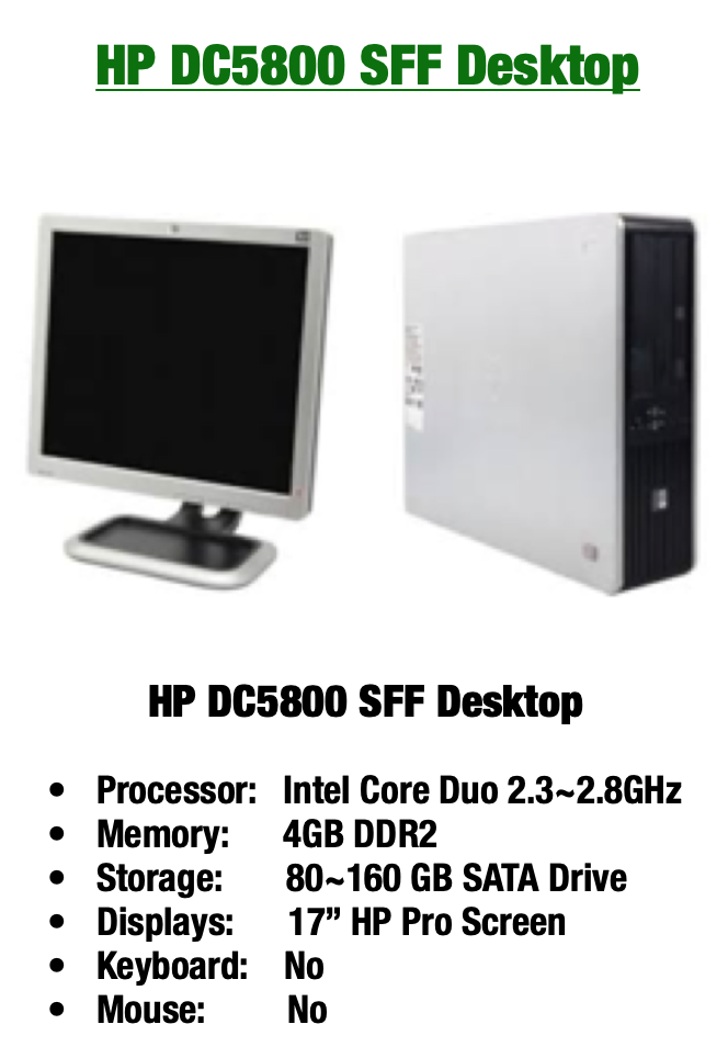 HP Compaq pro DC5800 SFF refurbished Desktop System à Djibouti