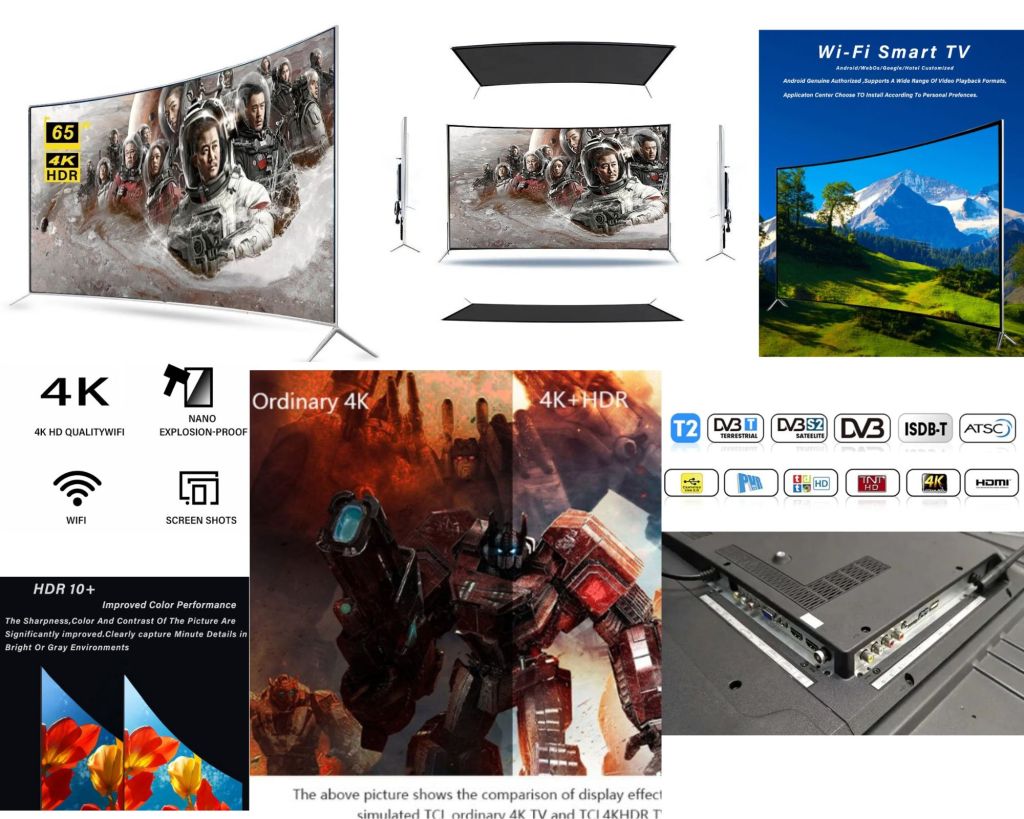 Télévision intelligente de 65 pouces 4K Ultra HD LED incurvé grand ...