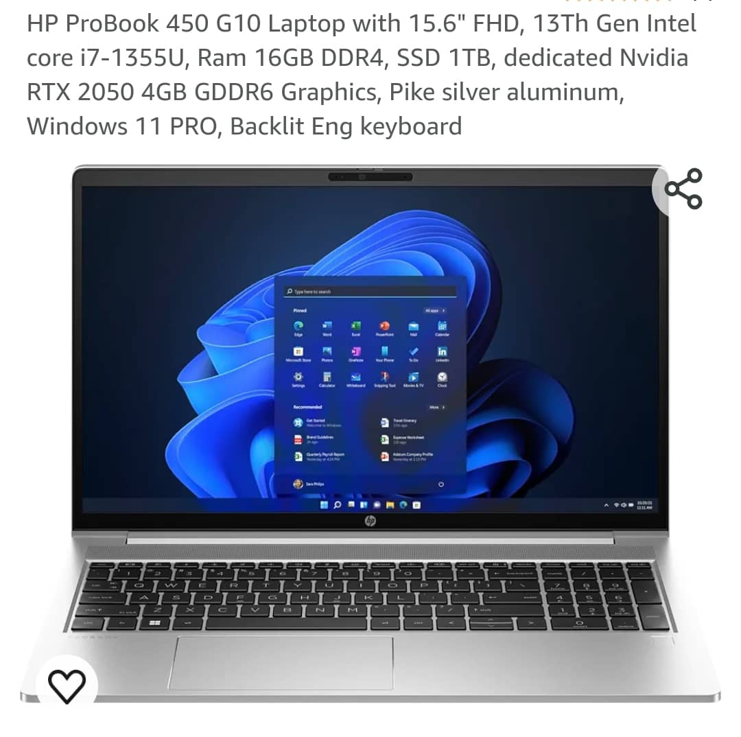 HP ProBook 450 G10 i7, 16Go RAM, 1To SSD, Nvidia RTX 2050 à Djibouti