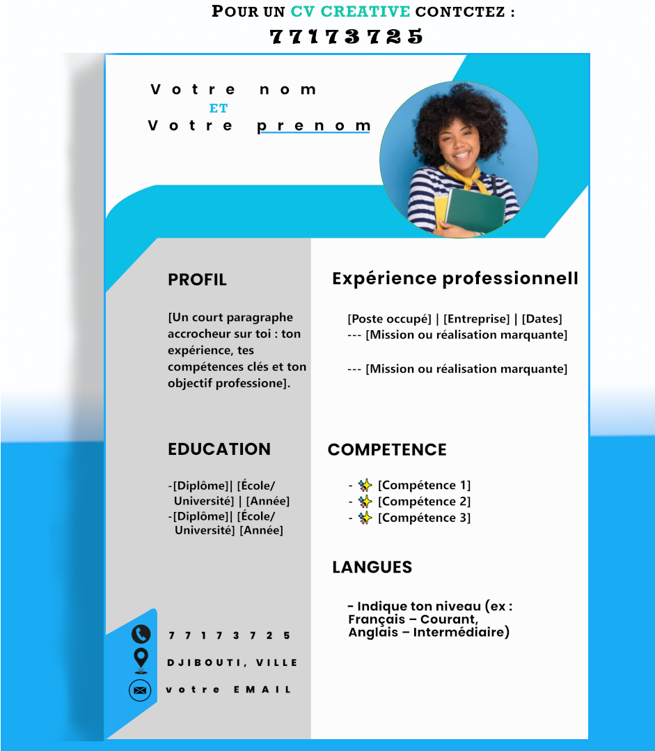 Service de création de CV moderne et créatif à prix abordable à Djibouti